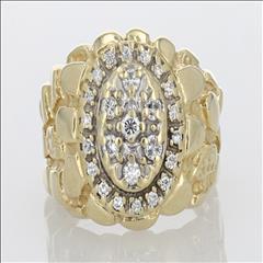 .37ctw Round Cut Diamond Cluster Nugget Statement Ring 14k Yellow Gold ...