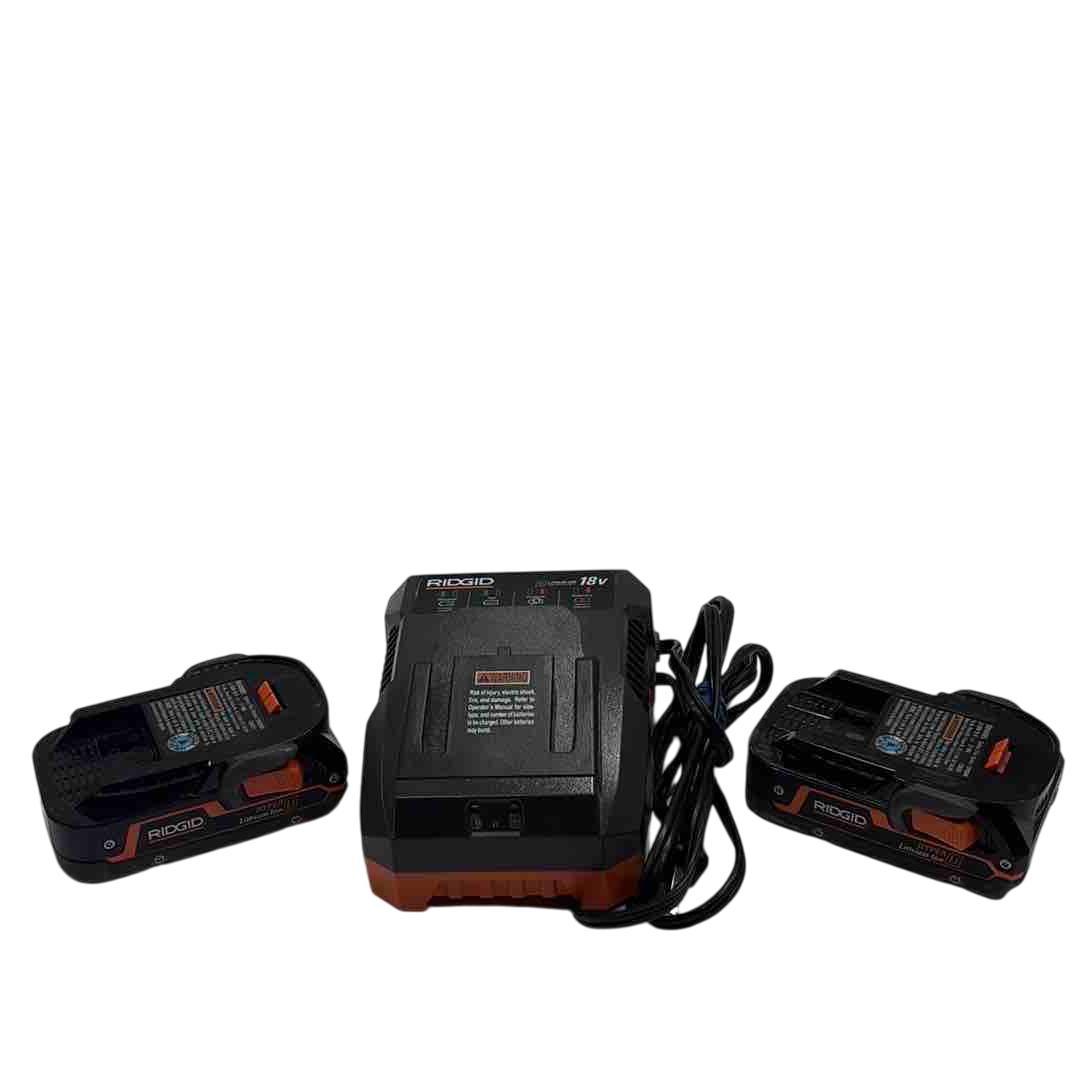 RIDGID R840085 18V Lithium-Ion 2x 1.5Ah Battery Pack Charger Kit 1245