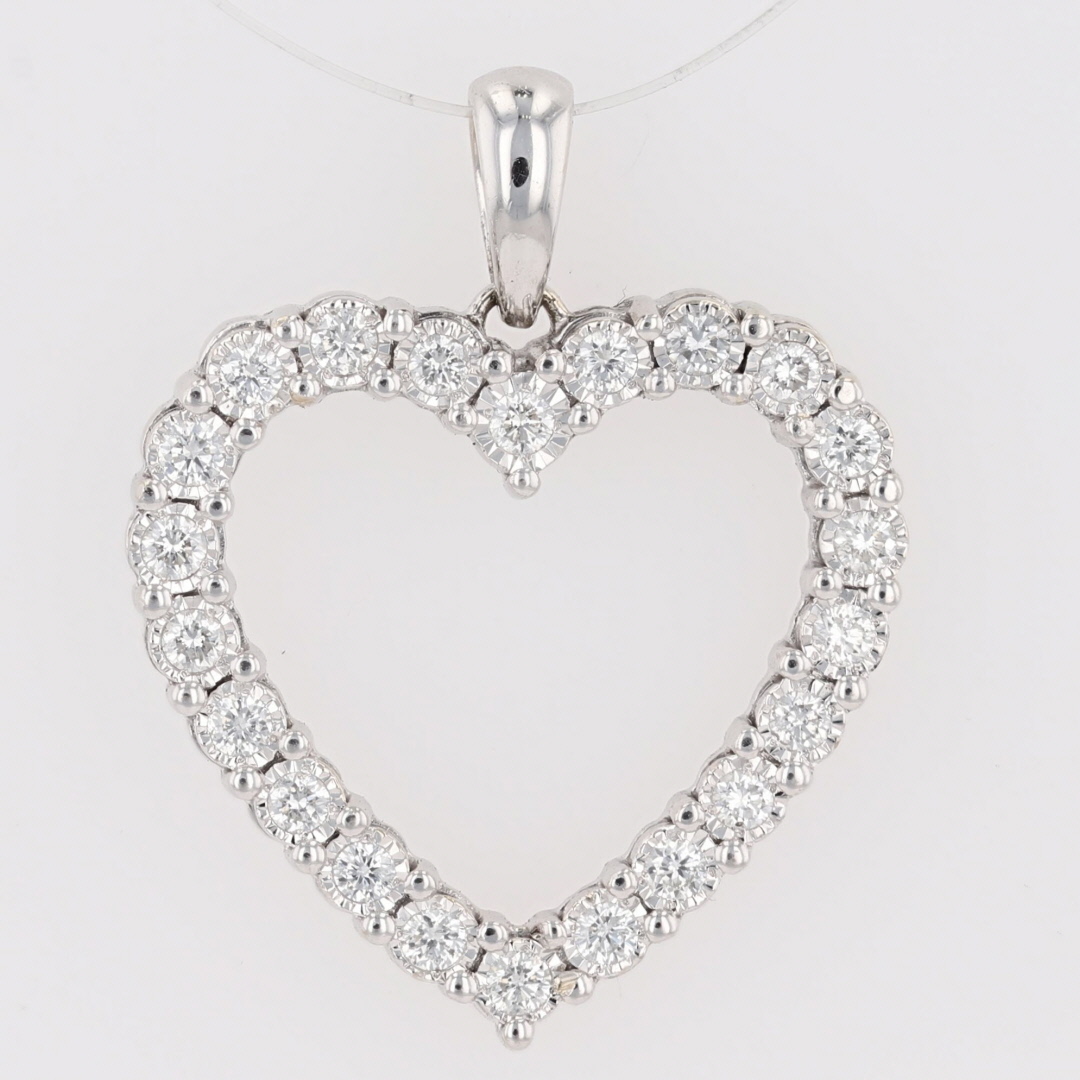 .46ctw Round Cut Diamond Heart Pendant without Chain 14k White Gold 2. ...