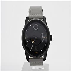 Movado Bold Verso Black Dial 42mm Quartz Leather Strap Men's Wristwatch