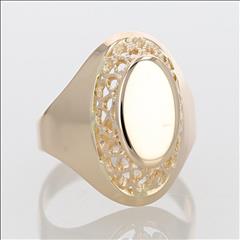 15.1mm Filigree Signet Statement Ring 14k Yellow Gold 3.26 Grams Size 8