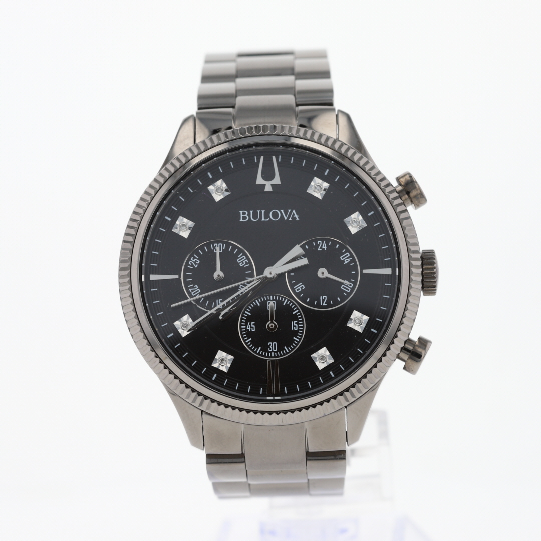Bulova Classic Diamond Accent Black Dial Quartz Stainless Steel Men's ...