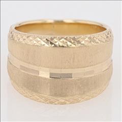8.8mm Diamond Cut Textured Statement Ring 14k Yellow Gold 4.97 Grams ...