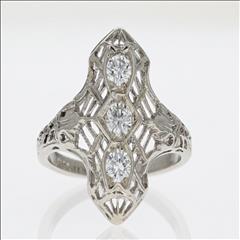 .57ctw Round Cut Diamond Three-Stone Statement Ring 14k White Gold Size ...