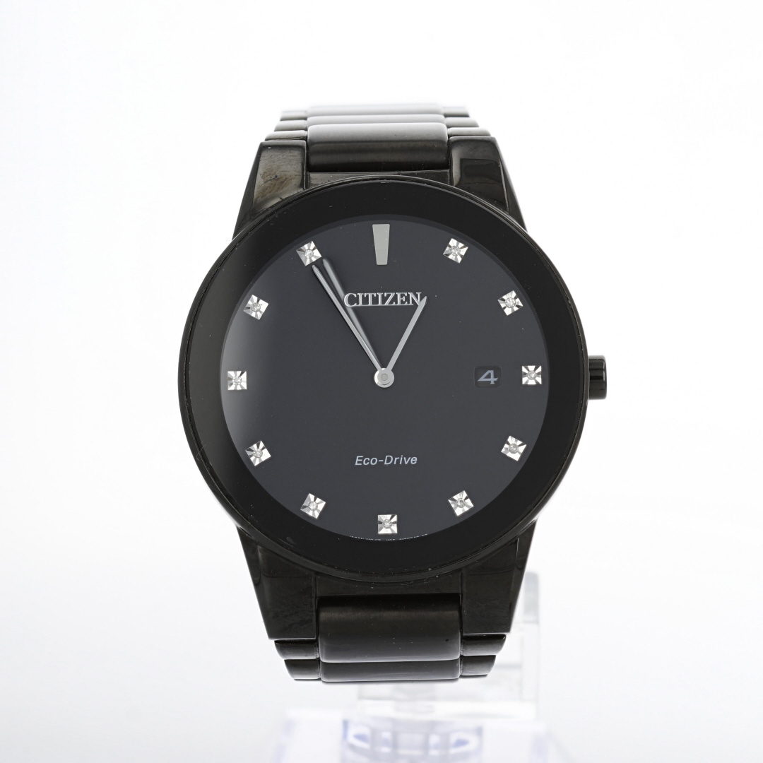 Citizen Eco-Drive Diamond Accent 40mm Black Dial Stainless Steel Men's ...