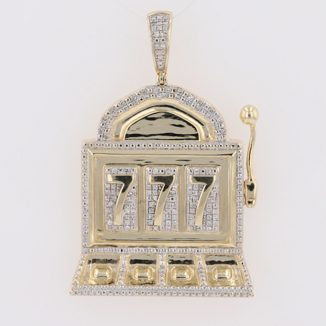 .23ctw Round Cut Diamond 7's Slot Machine Pendant without Chain 10k ...