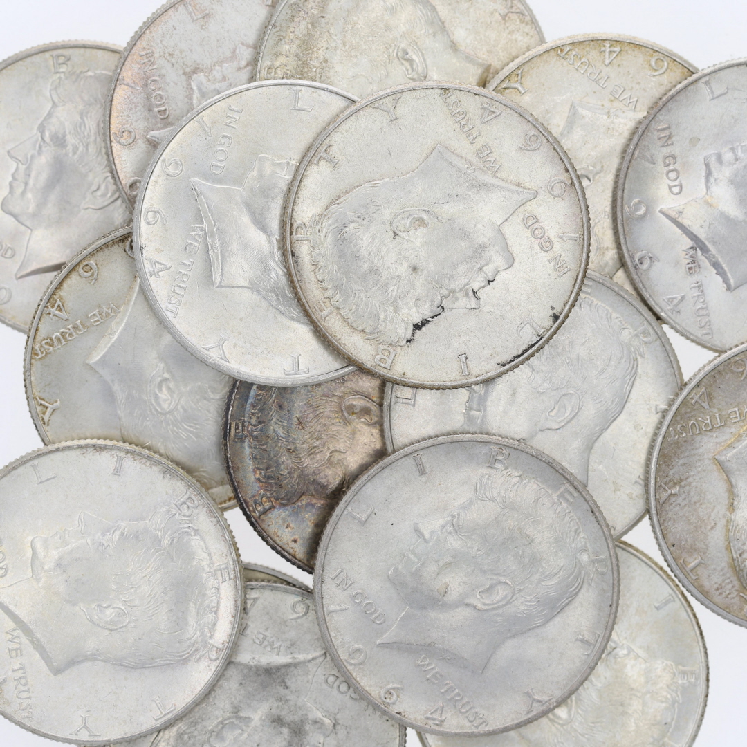 1964 Kennedy Silver Half Dollar 90% Fine Silver Coins Set of 16