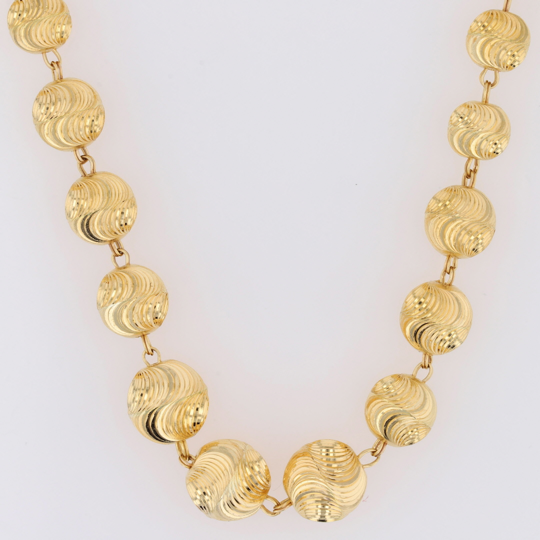 9.3mm Beaded Link Chain 24.5" Necklace 22k Yellow Gold 29.08 Grams