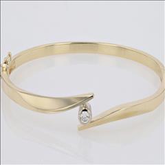 .25ct Round Cut Diamond Solitaire Bangle 6.75" Bracelet 14k Multi-Tone Gold