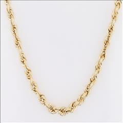 5mm Rope Link Chain 23.25" Necklace 10k Yellow Gold Peru 7.15 Grams