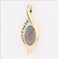 .92ctw Opal with Diamond Accents Statement Pendant without Chain 10k ...