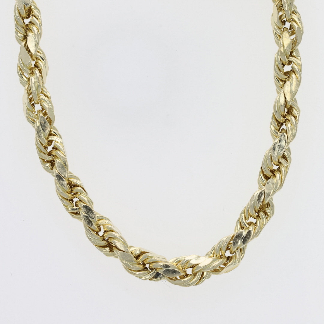 4.8mm Hollow Rope Link Chain 22.25" Necklace 14k Yellow Gold Peru 12.28 ...