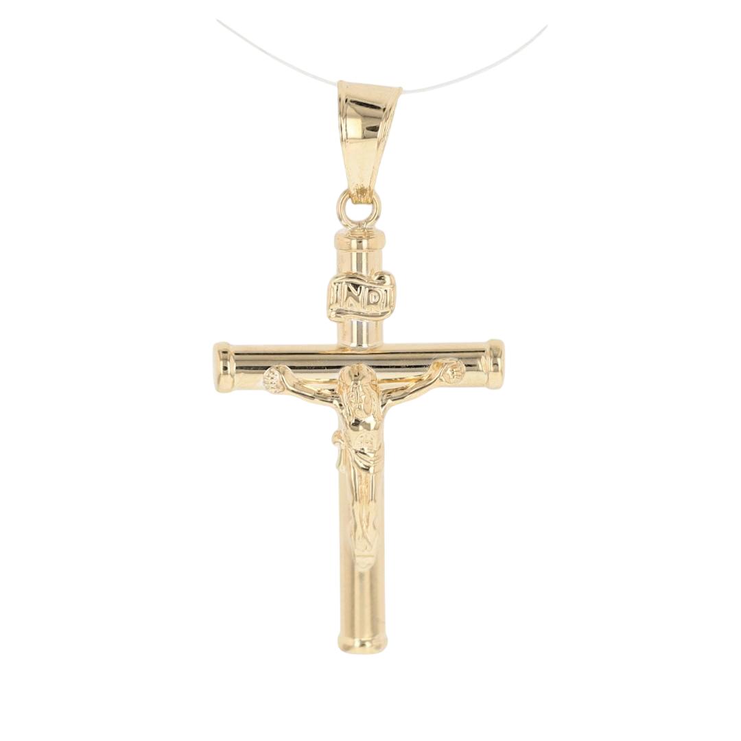 1.5" Religious Crucifix Cross Pendant without Chain 18k Yellow Gold 1. ...