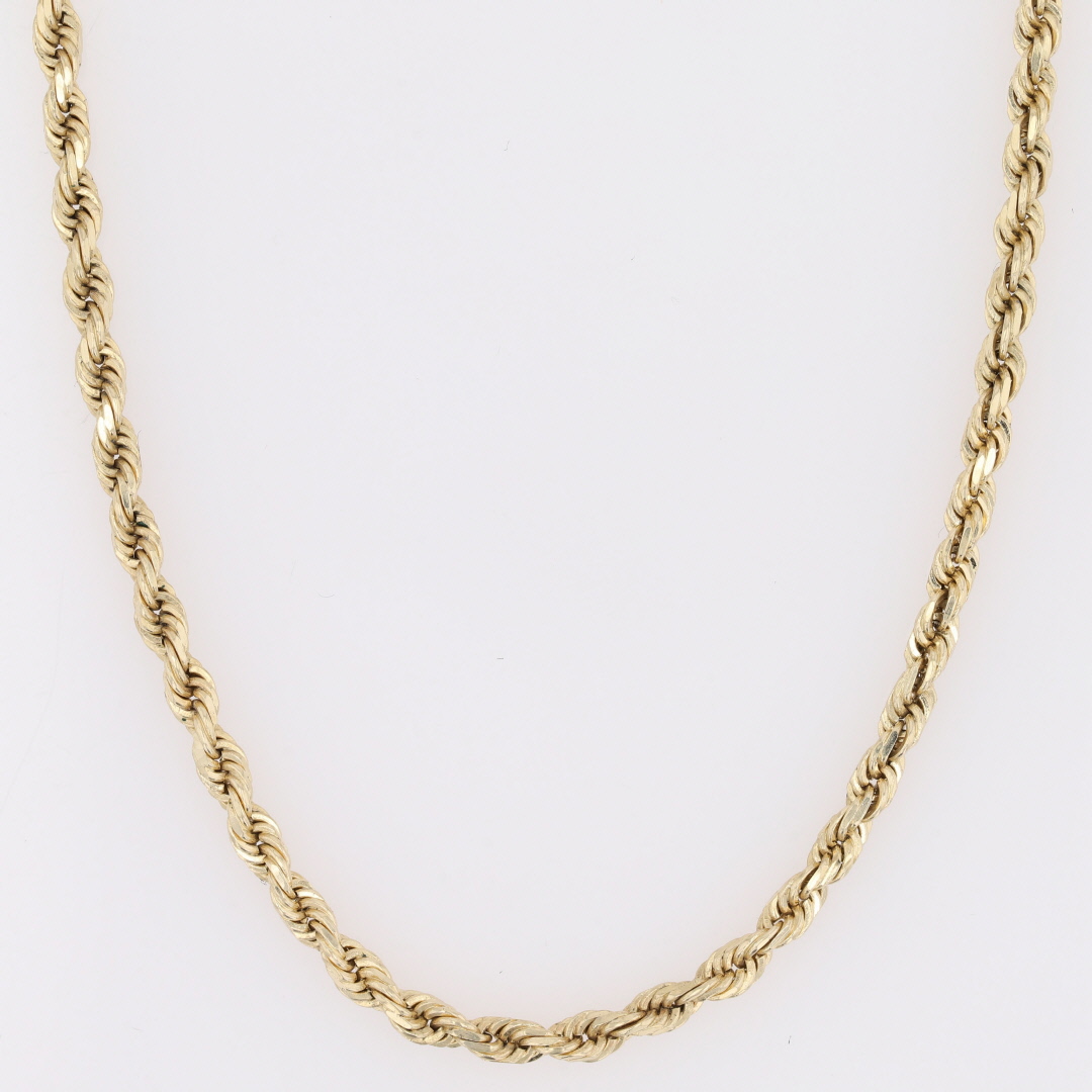 2.5mm Rope Link Chain 22" Necklace 14k Yellow Gold 16.17 Grams