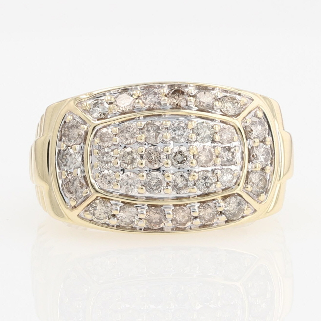1.63ctw Round Cut Diamond Cluster Signet Statement Ring 10k Yellow Gold ...
