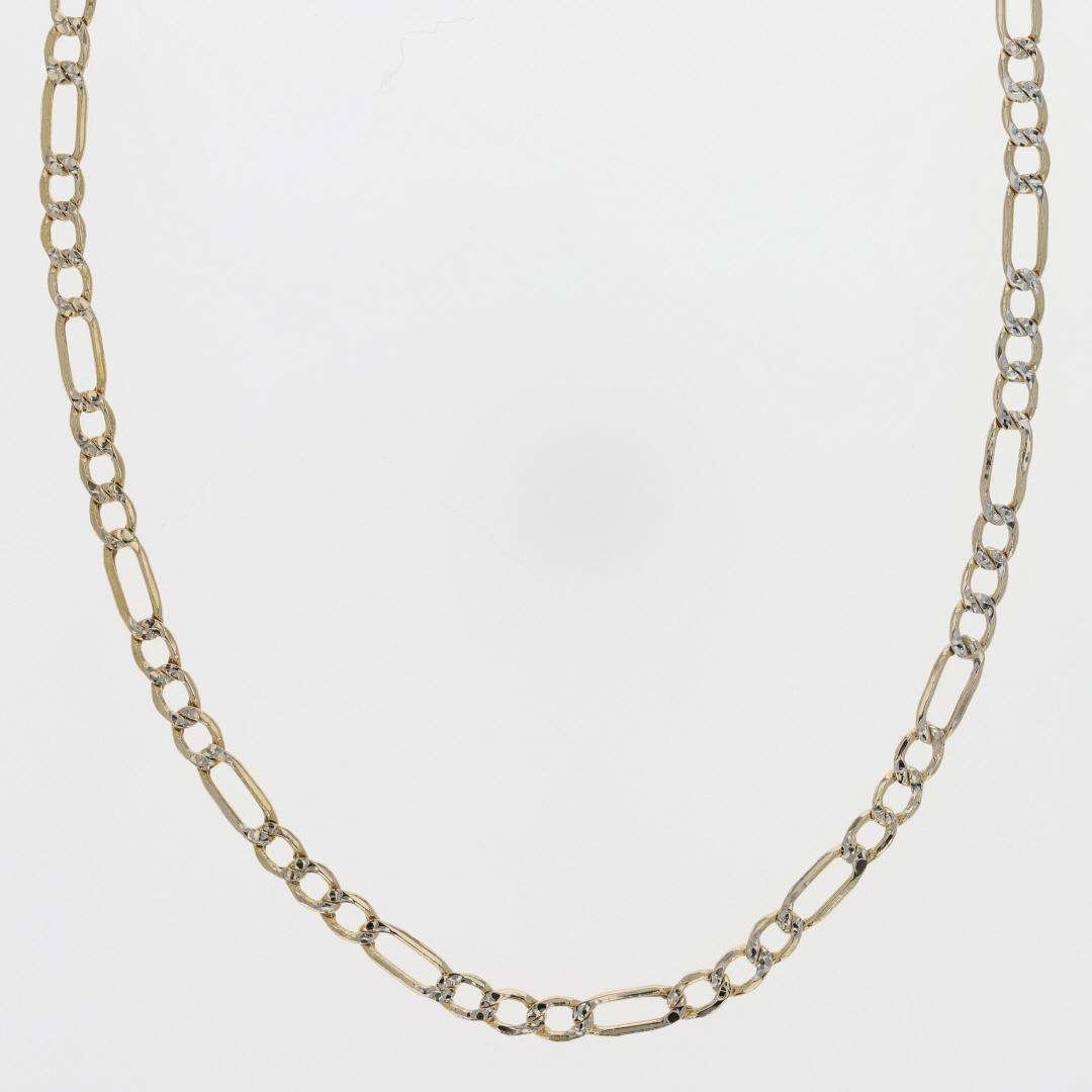 3.4mm Diamond Cut Figaro Chain 22.25" Necklace 14k Multi-Tone Gold 4.50 ...