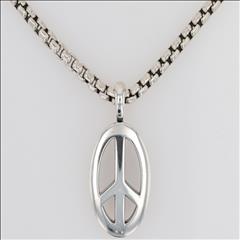 Lagos Peace Sign Symbol Pendant on Box Link Chain 24" Necklace Sterling ...