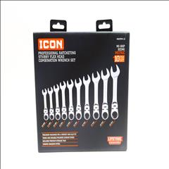 ICON WRSTFM-10 Professional 10Pc Stubby Flex Head Ratcheting Combo ...
