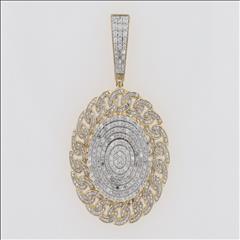 3.00ctw Round Cut Diamond Cluster Circle Pendant Without Chain 10k ...