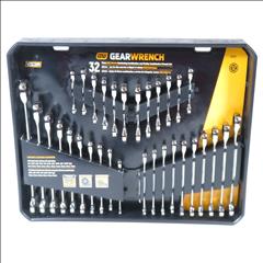 GearWrench 39327 SAE Metric 32pc 72 Tooth Combination Ratcheting Wrench Tool Set