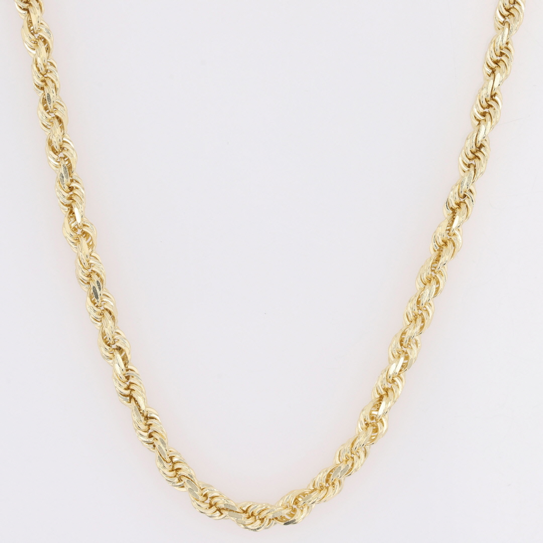 3.5mm Rope Link Chain 26" Necklace 14k Yellow Gold 25.66 Grams