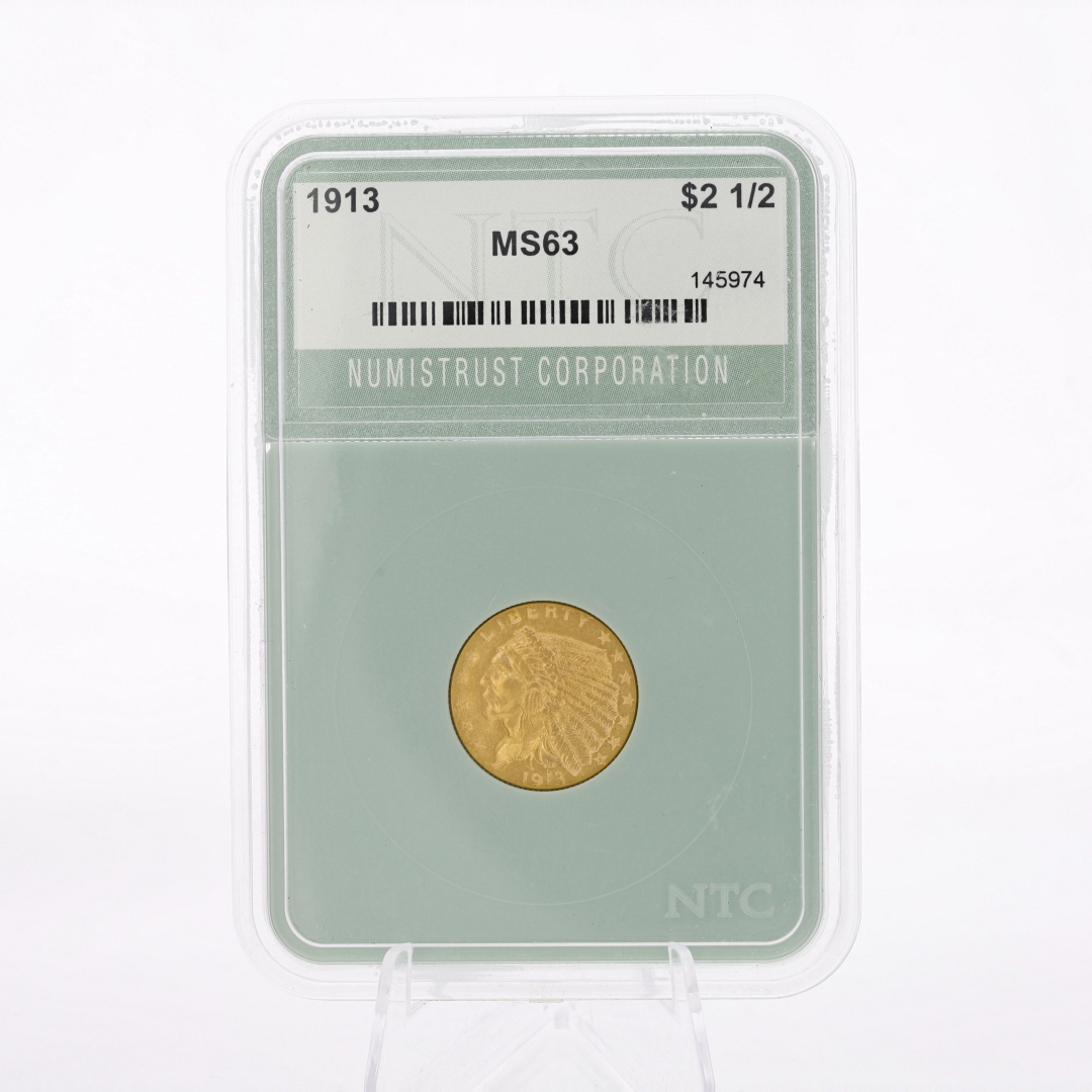 1913 $2.50 Indian Head Quarter Eagle Fine Gold Coin NTC MS 63 US Coin ...