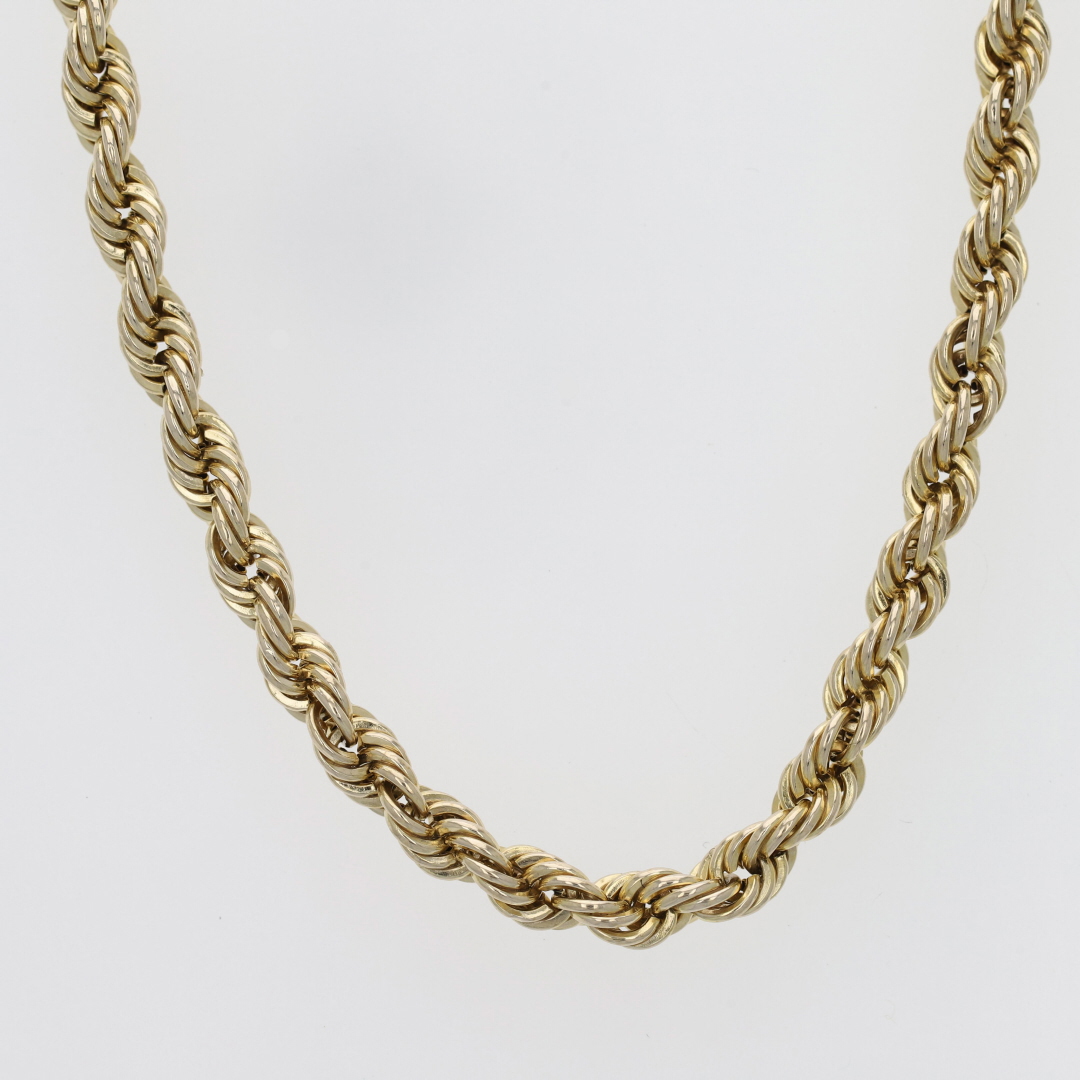 3.7mm Rope Link Chain 20.5" Necklace 10k Yellow Gold 6.99 Grams