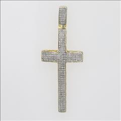 .48ctw Round Diamond Pavé Set Cross Pendant without Chain 10k Multi ...