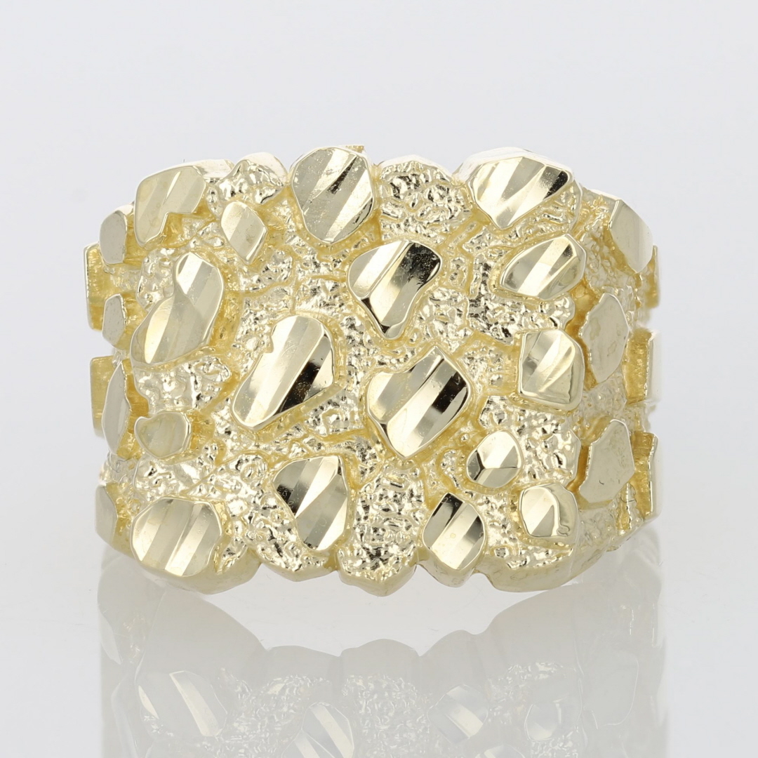 17.9mm Nugget Style Statement Band Ring 10k Yellow Gold 6.22 Grams Size ...