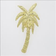 Diamond-Cut Palm Tree Shaped Pendant without Chain 18K Yellow Gold 10. ...