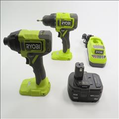 Ryobi 18V Cordless PCL235 1/4" Impact Driver / PCL206 1/2" Drill Driver Kit