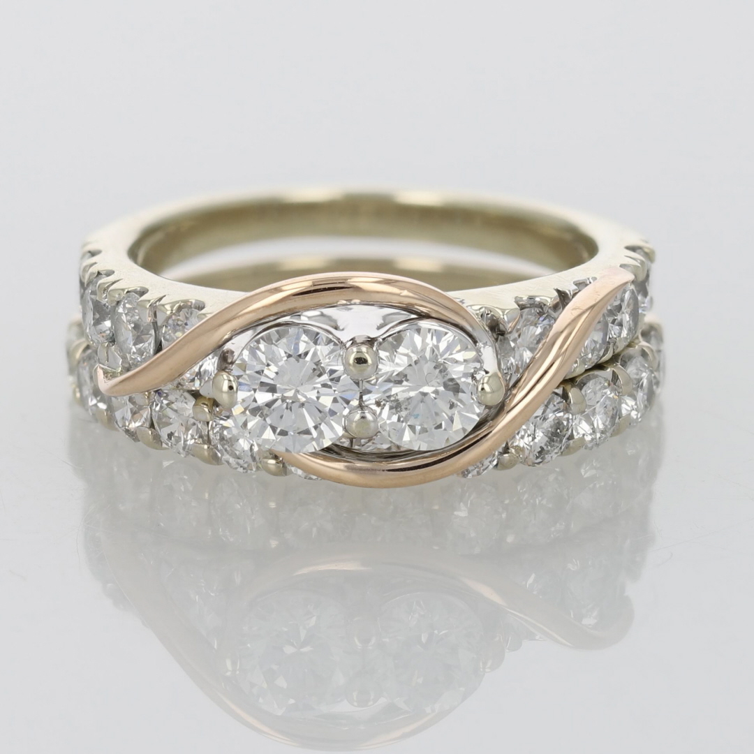 Ever Us 2.22ctw Diamond Two-Stone Wedding Set Rings 14k Multi-Tone Gold ...