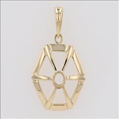 30.7mm Polished Hexagon Shaped Pendant without Chain 14k Yellow Gold 3. ...