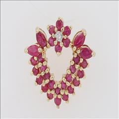 .77ctw Round Cut Ruby and Diamond Heart Pendant without Chain 10k ...
