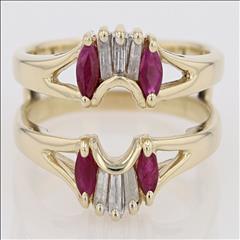 .34ctw Round Diamond & Ruby Enhancer Wedding Band Ring 14k Yellow Gold ...