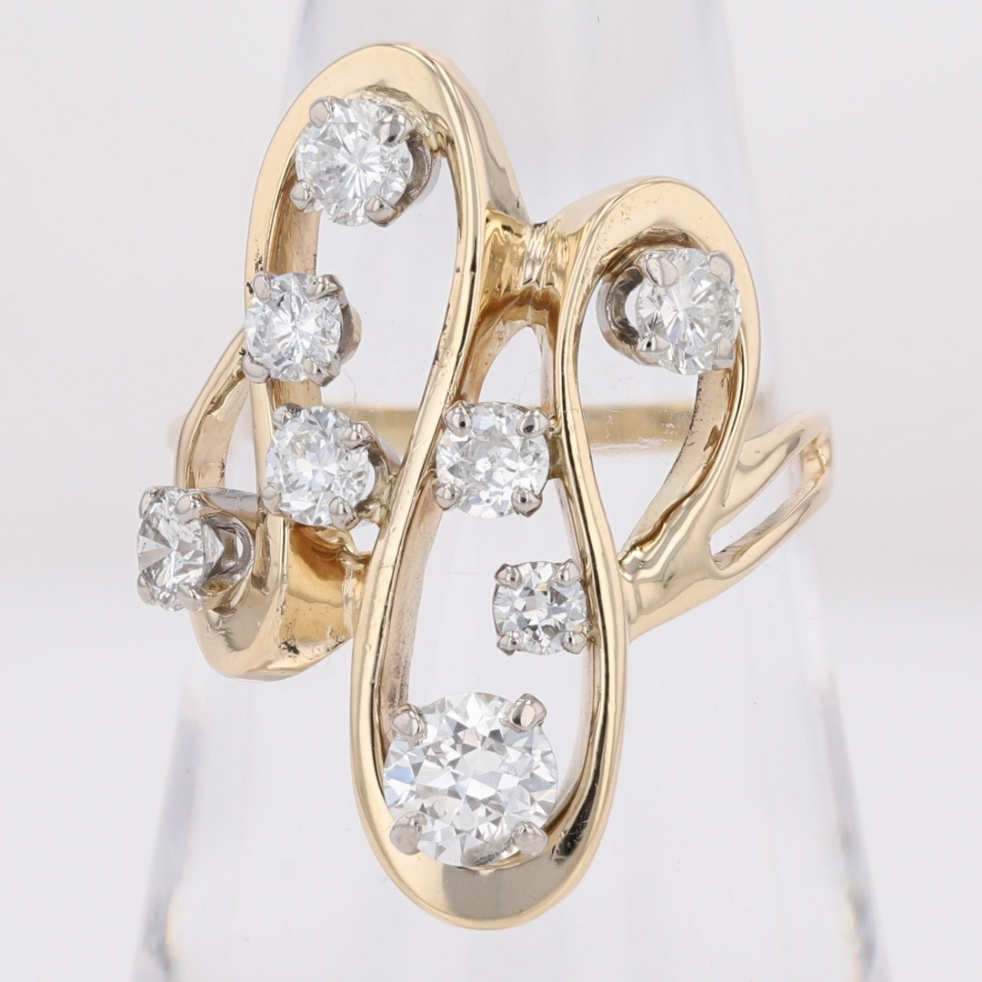 1.45ctw Round Cut Diamond Split Shank Statement Ring 10k Yellow Gold ...