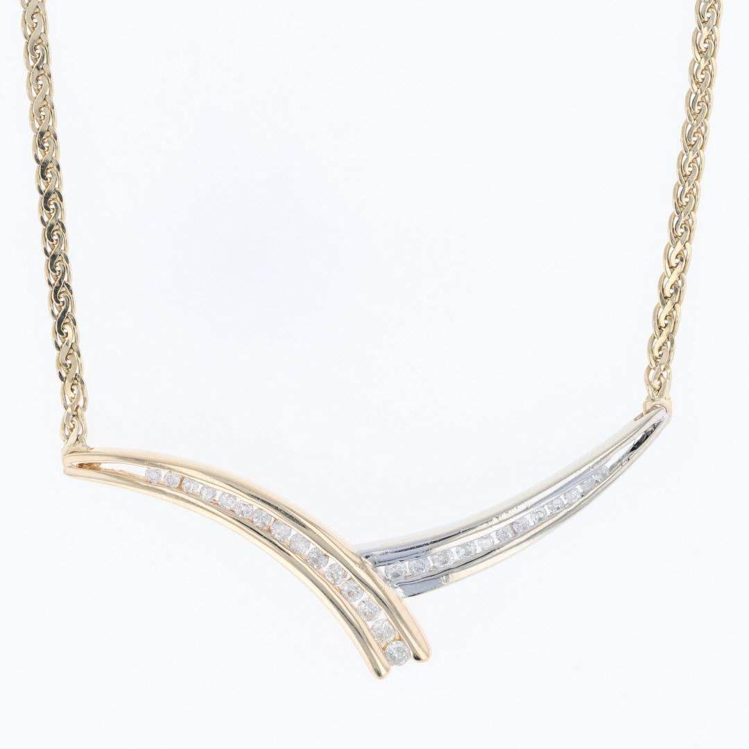 .51ctw Round Diamond Channel-Set V-Drop 17.5" Necklace 14k Multi-Tone ...