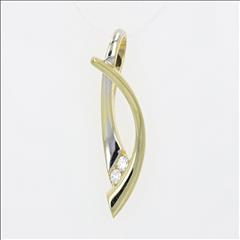 .08ctw Round Diamond Channel-Set Pendant no Chain 18k Multi-Tone Gold 3 ...