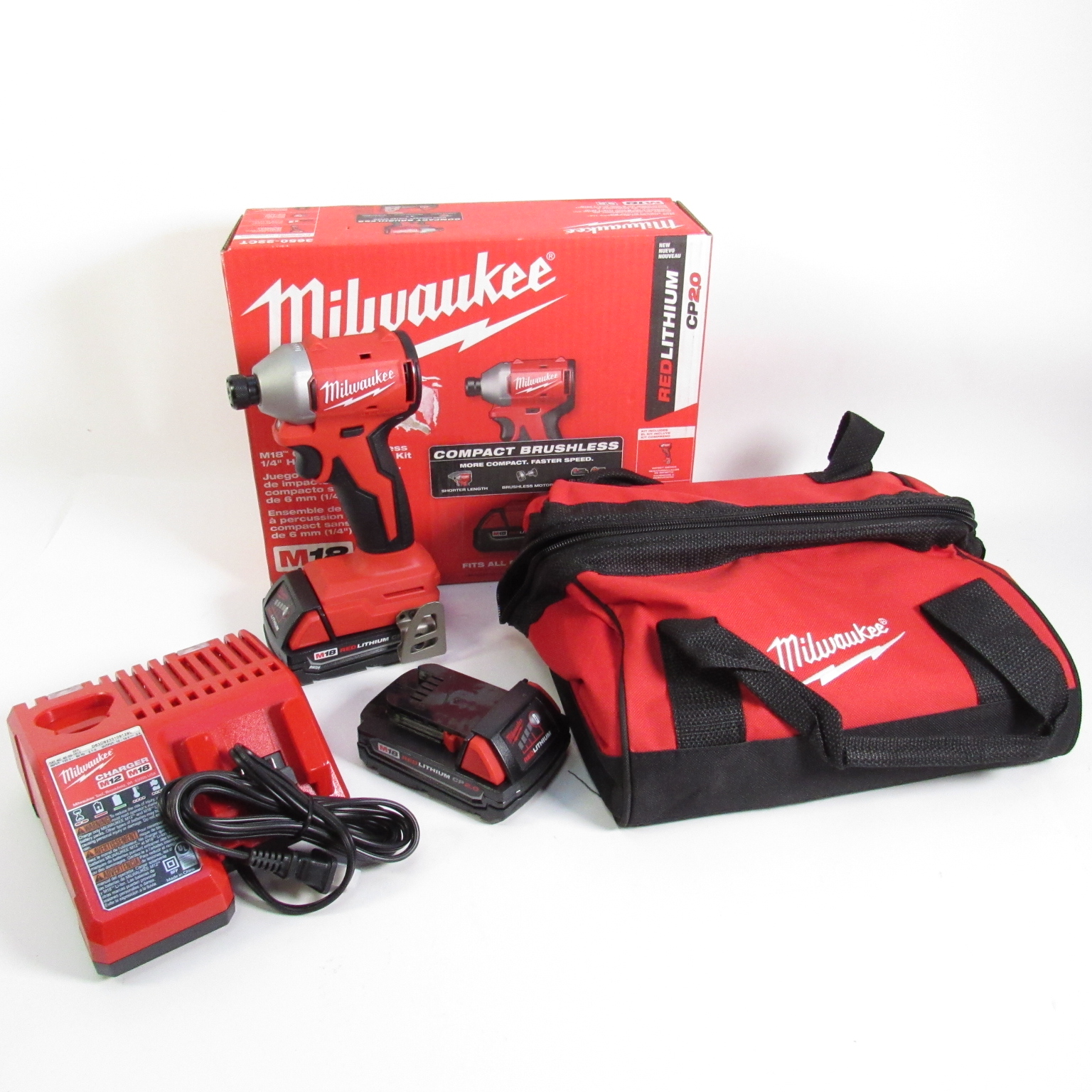 Milwaukee 3650-22CT M18 18V Li-ion Brushless 1/4" Hex Drive Impact ...