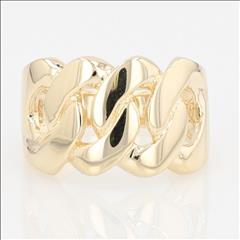 11.6mm Curb Link Chain Pattern Band Ring 14k Yellow Gold 9.48 Grams Size 11