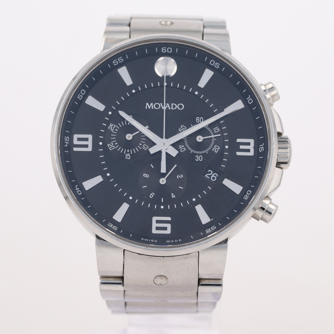 Movado SE Pilot 43mm Black Dial Chronograph Stainless Steel Men's ...