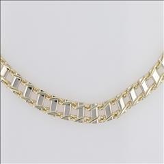 7.5mm Railroad Link Chain 20.25" Necklace 14k Multi-Tone Gold Italy 62. ...