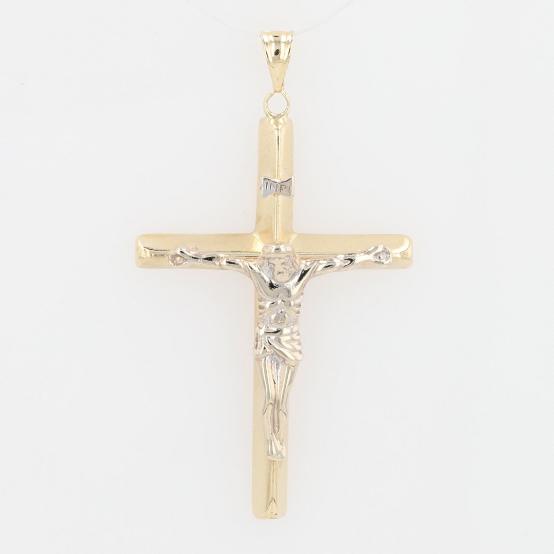 2" Religious Crucifix Cross Pendant without Chain 10k Multi-Tone Gold 2 ...