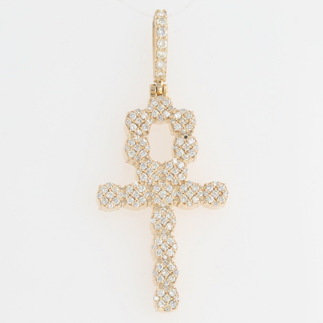 1.20ctw Diamond Religious Ankh Cross without Chain 14k Yellow Gold 10. ...