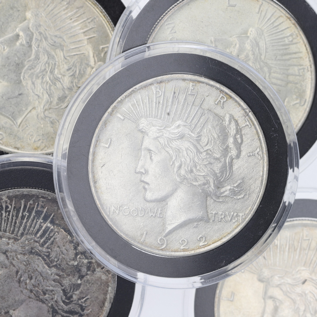 1922 $1 Silver Peace Dollar Lady Liberty Perched Eagle Coin Sealed Set of 5