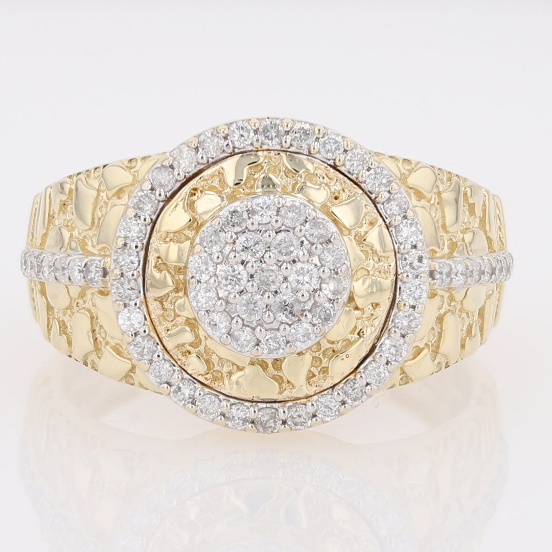 .55ctw Round Cut Diamond Cluster Nugget Band Ring 10k Yellow Gold Size ...