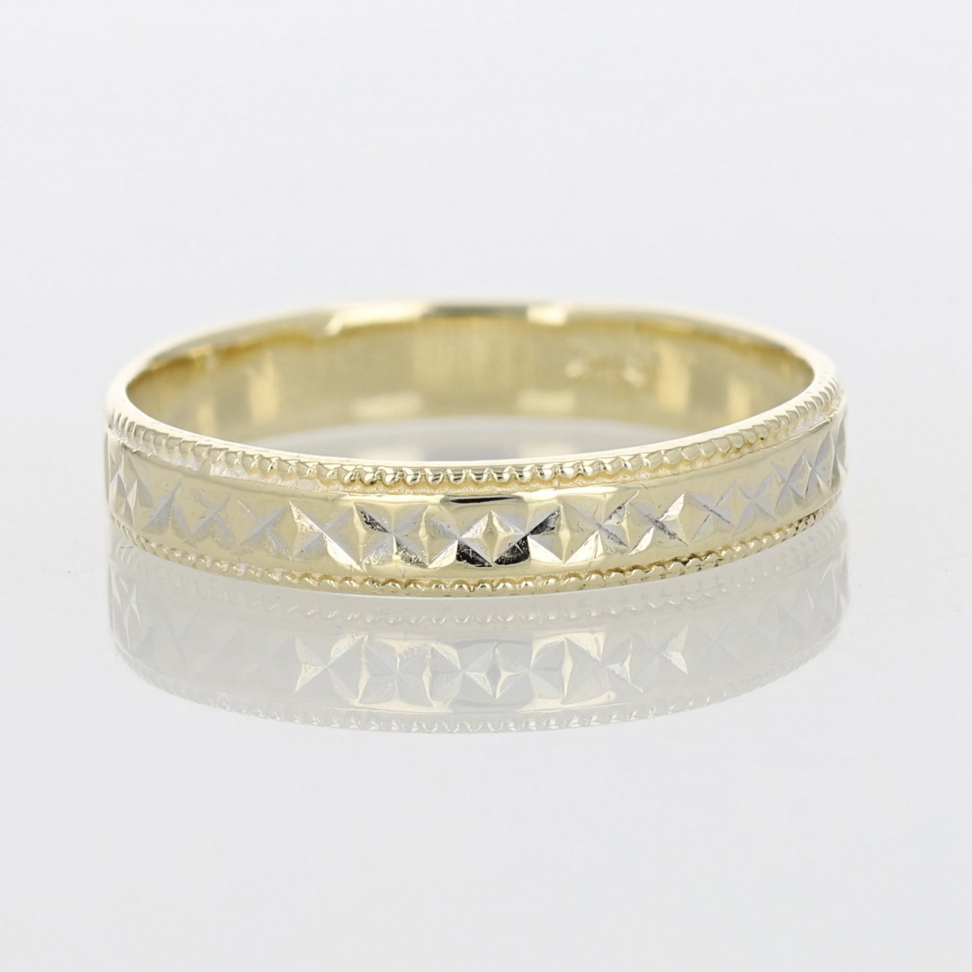 4.2mm Diamond-Cut Pattern Wedding Band Ring 14k Yellow Gold 2.64 Grams ...