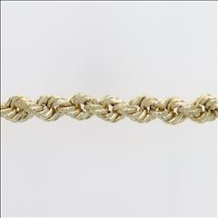 6.8mm Hollow Rope Link Chain 9.25" Bracelet 10k Yellow Gold Peru 7.46 Grams