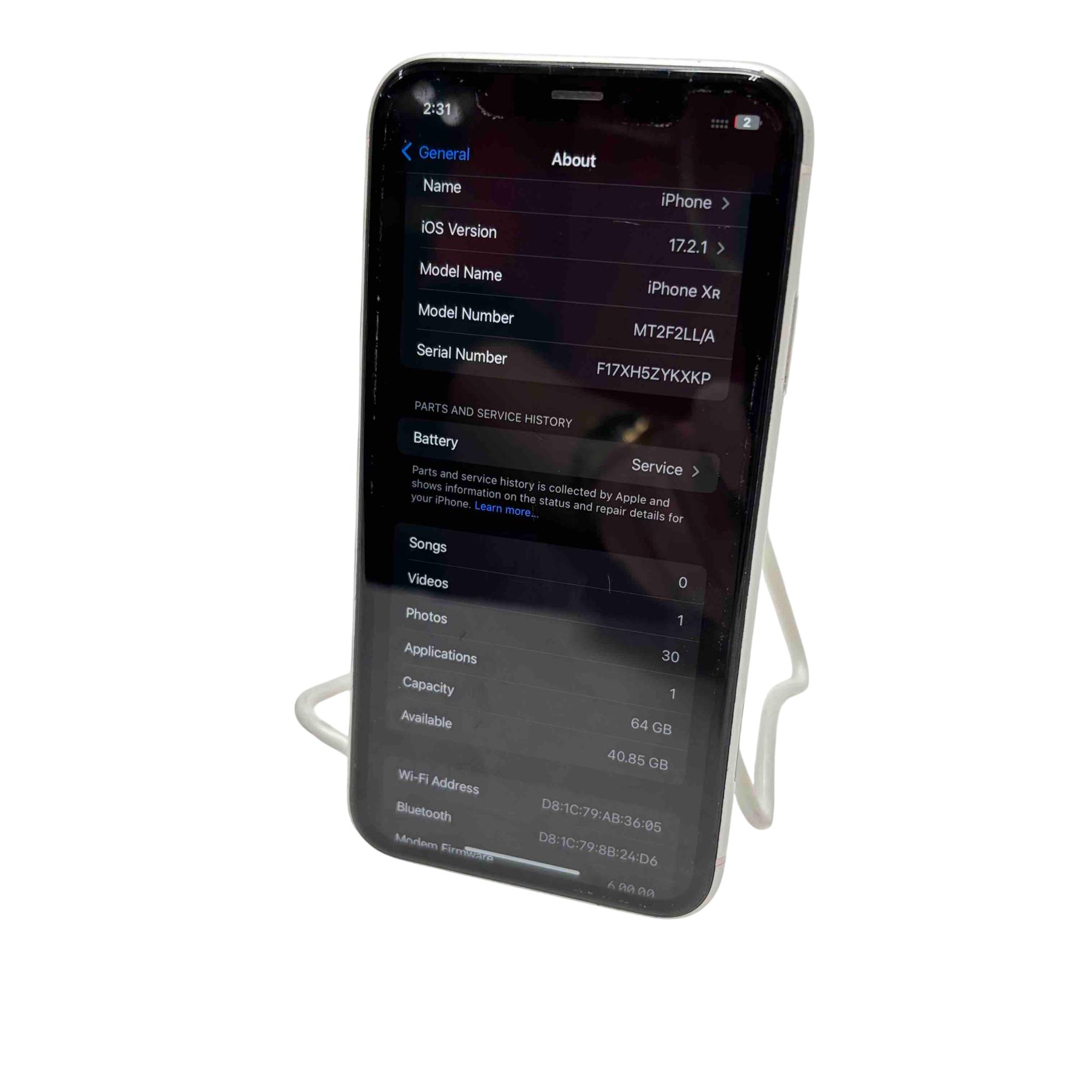 Apple iPhone XR A1984 MT2F2LL/A 64GB No SIM Restrictions White