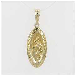Religious Saint Christopher Pendant without Chain 14k Yellow Gold 1.24 ...